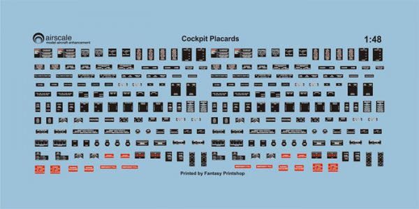 Airscale Cockpit Placards & Data-plates AS48PLA model aircraft transfers