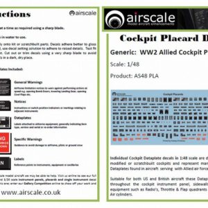 Airscale Cockpit Placards & Data-plates AS48PLA model aircraft transfers