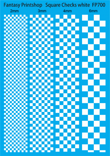 Fantasy Printshop White Square Checks 2, 3, 4, 6, mm Model decals