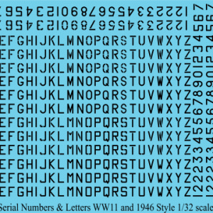 RAF 8" Serials Numbers and Letters WWII and 1946-1/32 scale Decals