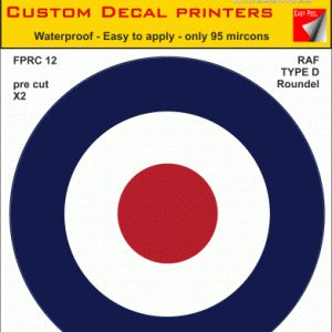 FPRC012 RAF TYPE D Roundels 75mm - 200mm on Vinyl stickers decals