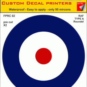FPRC02 RAF Type A Roundels 75mm - 200mm on Vinyl stickers