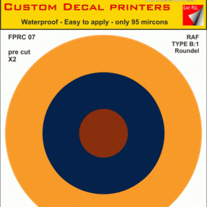 FPRC07 RAF Type B1 Roundels 75mm - 200mm on Vinyl stickers decals