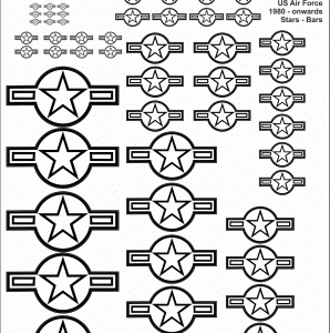 FPRC531 USA US Air Force Stars Bars Low Vis Vinyl Stickers models