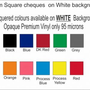 FPRC708 Chequered Colours on white background 8mm RC Vinyl Stickers