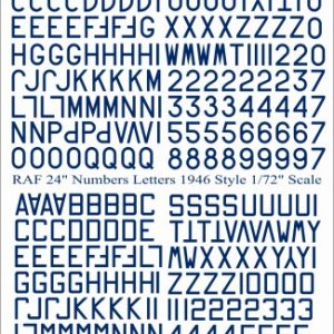 RAF 24 " Serial Numbers and Letters WWII and 1946 - 1/72 scale