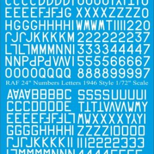 RAF 24 " Serial Numbers and Letters WWII and 1946 - 1/72 scale