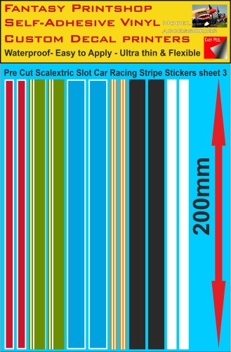 SCALEXTRIC SLOT CAR DECALS STICKERS RACING STRIPES