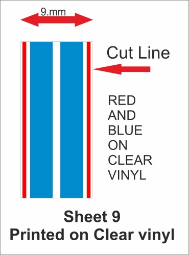 SCALEXTRIC SLOT CAR PreCut STICKERS RACING STRIPES sheet 9