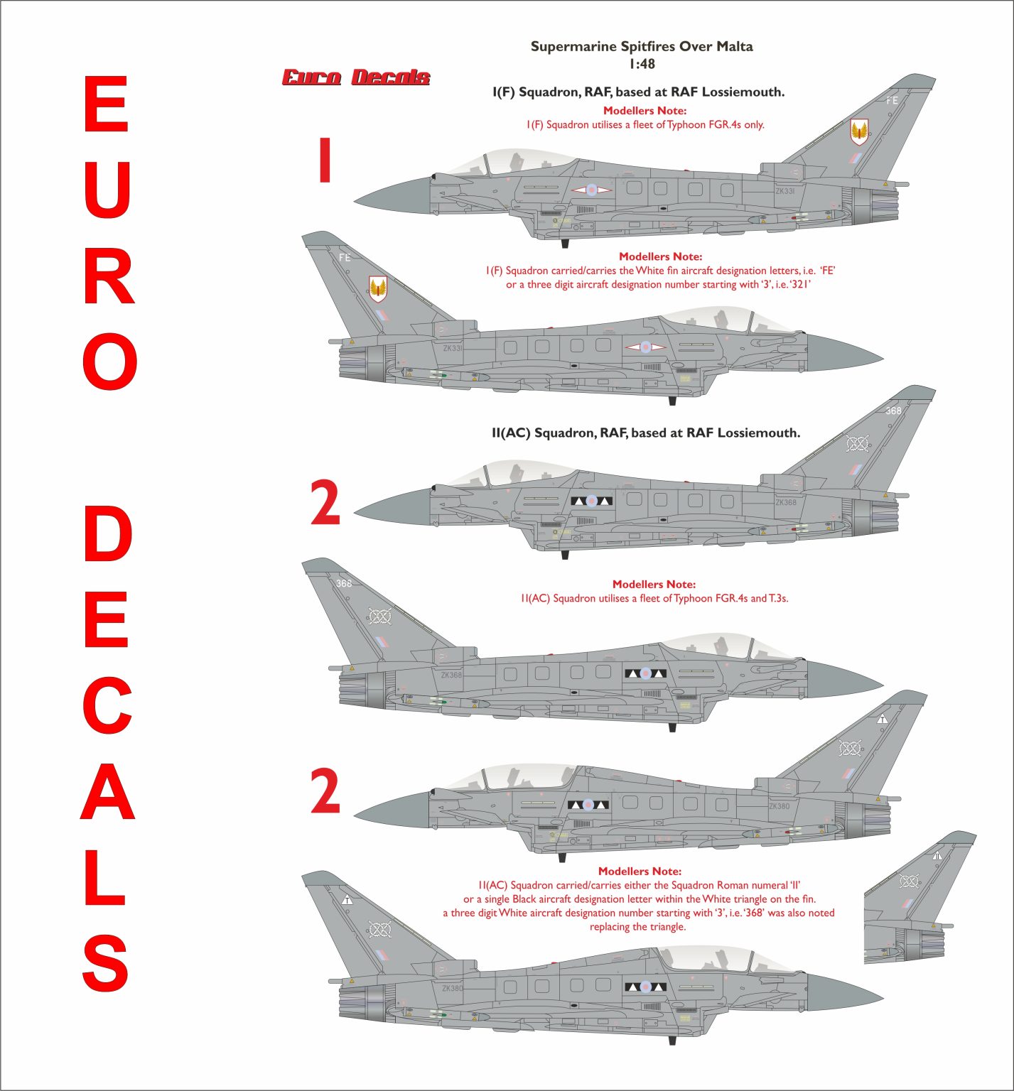 Euro Decals ED-48144 RAF TYPHOON SQUADRONS