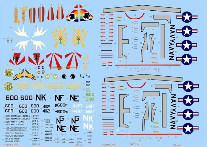 VM Decals 72-002 A+B West Coast Hawkeyes - Model Aircraft Decals ...