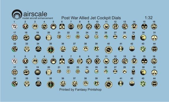 Airscale Instrument Dial Decals AS32AJET model aircraft transfers decals