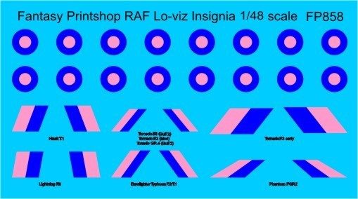 RAF Lo Viz Roundels and Fin Flashes FP858 1/48 aircraft model decals