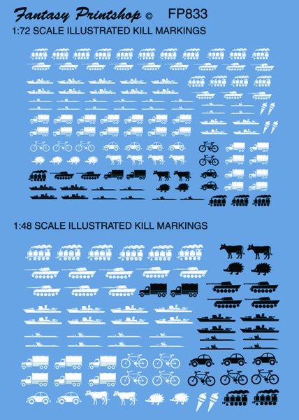illustrated Kill Markings FP833 1/72 and 1/48 scale aircraft decals ...