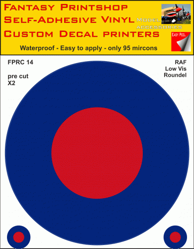 FPRC014 RAF D Low Vis Roundels 75mm - 200mm on Vinyl stickers