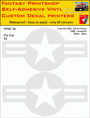 FPRC030 USA US Air Force Stars Bars Low Vis Vinyl Stickers model