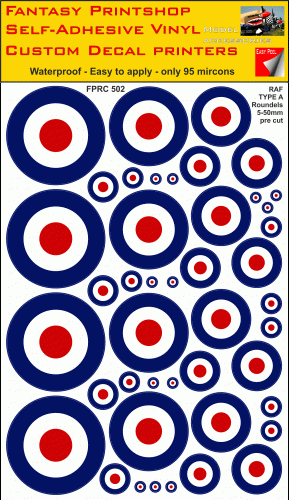 FPRC502 RAF Type A Roundels on Vinyl stickers Decals RC Models