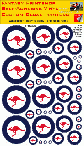 FPRC520 RAAF Australian Roundels Mixed Vinyl Stickers Decals RC