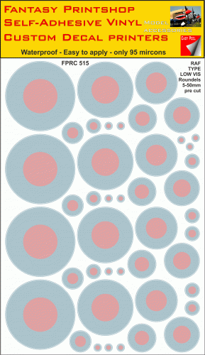 FPRC515 RAF Low Vis Roundels on Vinyl stickers Decals RC models