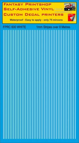 FPRC600 White Stripes 1mm RC Vinyl Stickers transfers