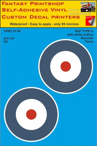 FPRC01-W RAF Roundel with white outline 75mm - 200mm Vinyl Stickers