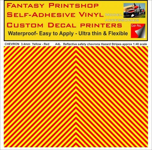 RC 1:48 Scale Reflective CHEVRON Vinyl STICKER Decal A4 Landscape