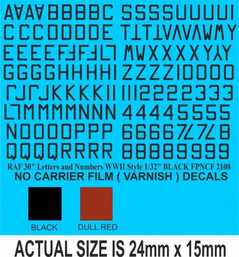 FPNCF-2108 RAF 30″ LETTERS AND NUMBERS BLACK 1/32 SCALE