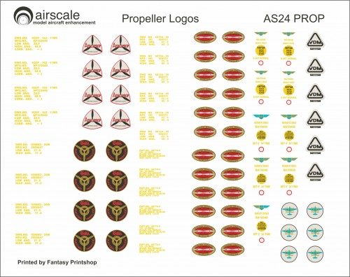 Airscale Propeller Logos 1/24 AS24PROP decals transfers
