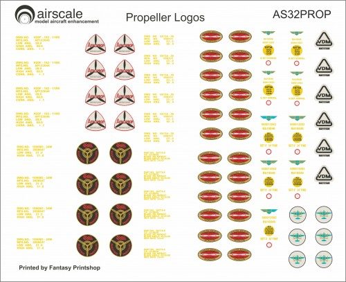 Airscale Propeller Logos 1/32 AS32PROP decals transfers