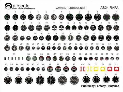 Airscale RAF Cockpit Decals 1/24 AS24RAFA decals transfers