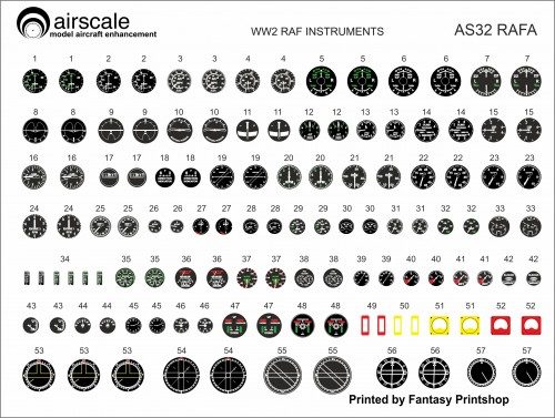 Airscale RAF Cockpit Decals 1/32 AS32RAFA decals transfers