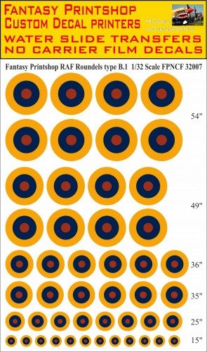 FPNCF-32007 RAF TYPE B.1 ROUNDEL DECALS TRANSFERS