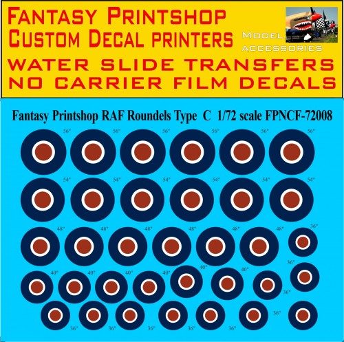 FPNCF-72008 RAF TYPE C ROUNDEL DECALS TRANSFERS