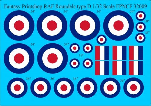 FPNCF-32009 RAF TYPE D ROUNDEL + FIN FLASH DECALS