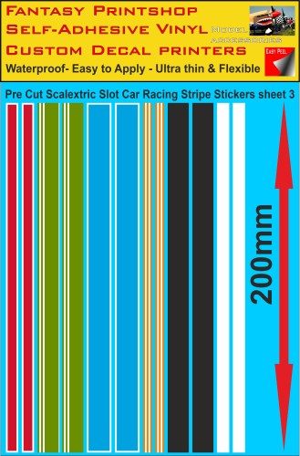 SCALEXTRIC SLOT CAR DECALS STICKERS RACING STRIPES