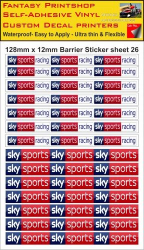 Scalextric Slot car Barrier Trackside Stickers Decals sheet 26