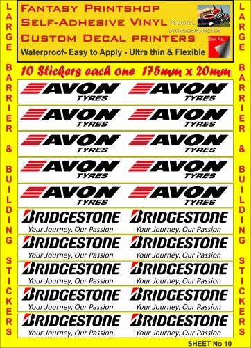 Scalextric Slot car Barrier Trackside Stickers Decals sheet 10