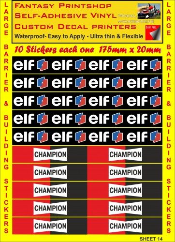 Scalextric Slot car Barrier Trackside Stickers Decals sheet 14