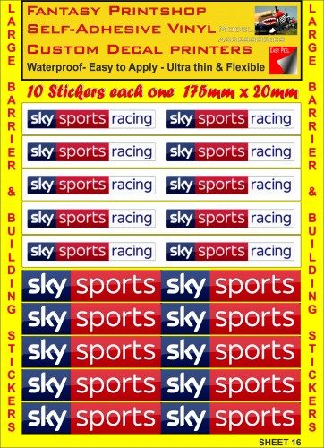 Scalextric Slot car Barrier Trackside Stickers Decals sheet 16