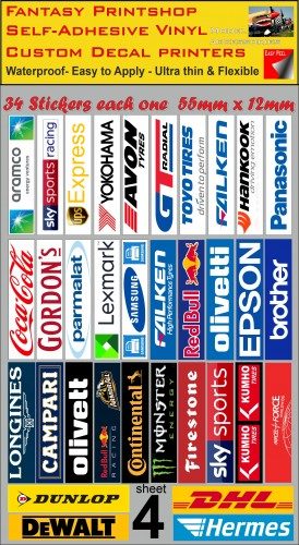 Scalextric Slot car Barrier Trackside Stickers Decals x 34 - sheet 4