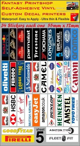 Scalextric Slot car Barrier Trackside Stickers Decals x 34 - sheet 5