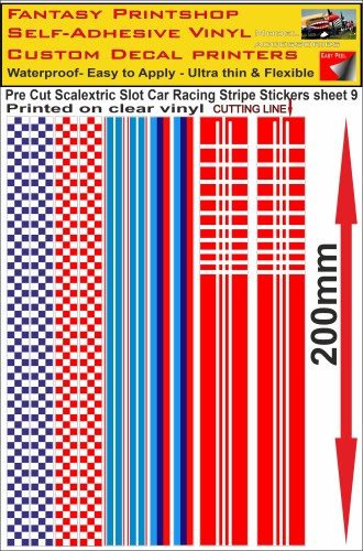 SCALEXTRIC SLOT CAR PreCut STICKERS RACING STRIPES sheet 9