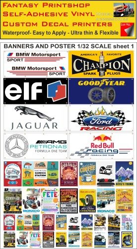 SCALEXTRIC SLOT CAR TRACKSIDE BANNERS POSTERS STICKERS