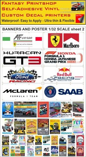 SCALEXTRIC SLOT CAR TRACKSIDE BANNERS POSTERS STICKERS