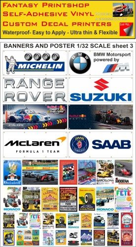 SCALEXTRIC SLOT CAR TRACKSIDE BANNERS POSTERS STICKERS