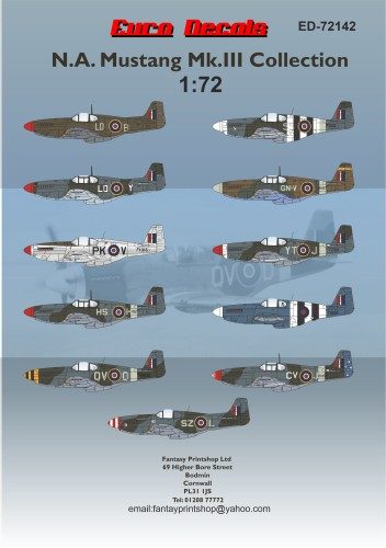 Euro Decals ED-72142 RAF North American Mustang MK.III Collection